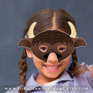 Buffalo Printable Mask Bison Mask Printable Animal Mask Halloween Party ...