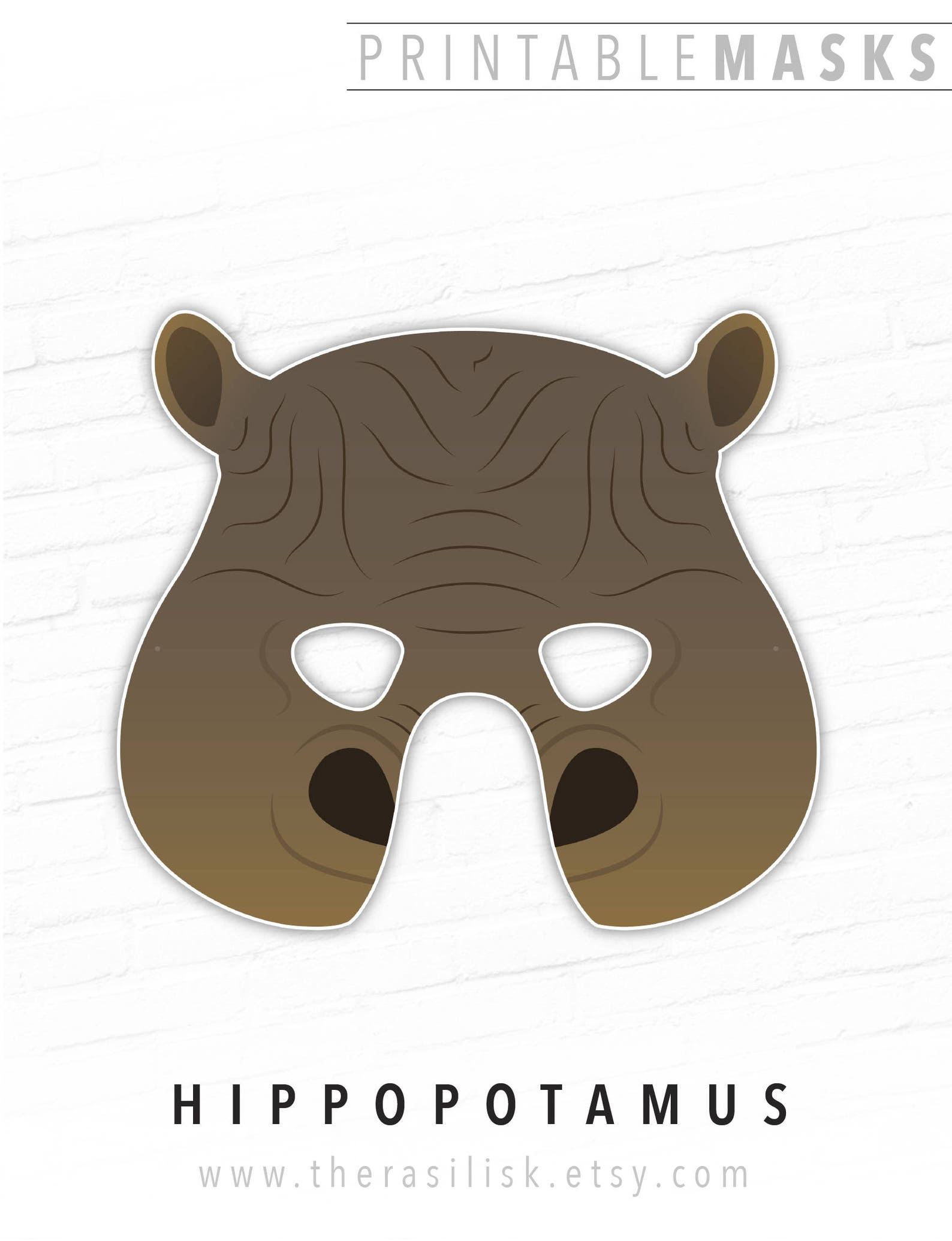 Hippopotamus Printable Mask, Halloween Mask, Instant Download Hippo ...