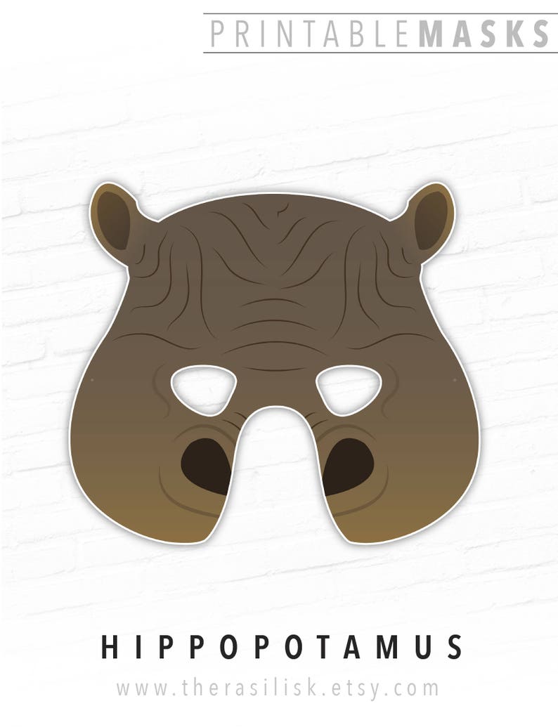 Hippopotamus Printable Mask, Halloween Mask, Instant Download Hippo ...