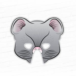Ferret Weasel Printable Animal Party Mask Gray Ferret Animal - Etsy