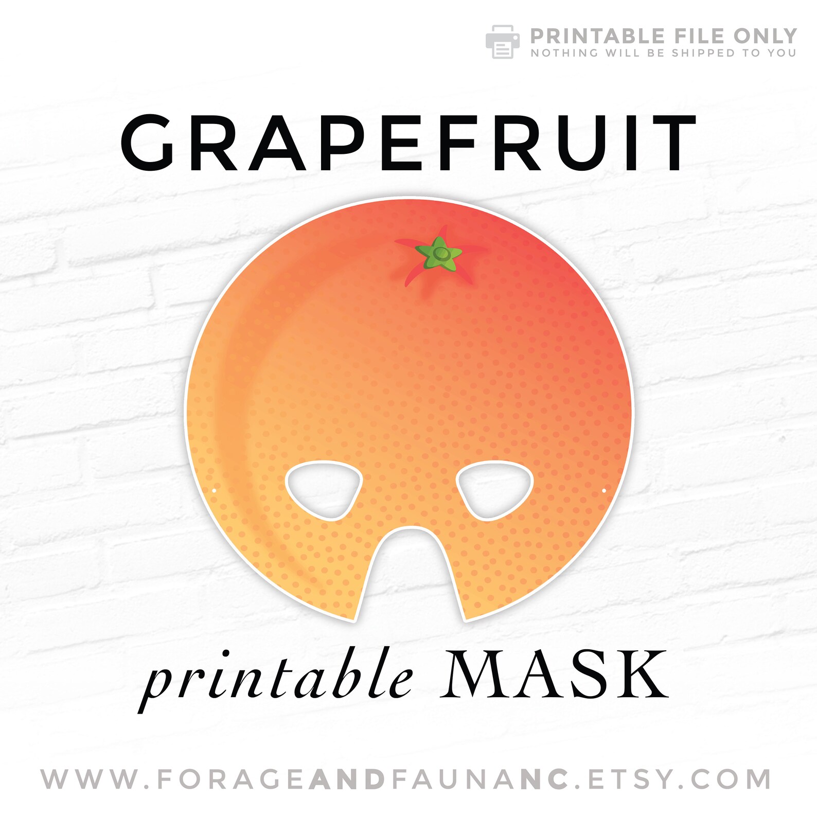 Grapefruit Printable Party Mask | Citrus Fruit Mask | Inexpensive Play ...