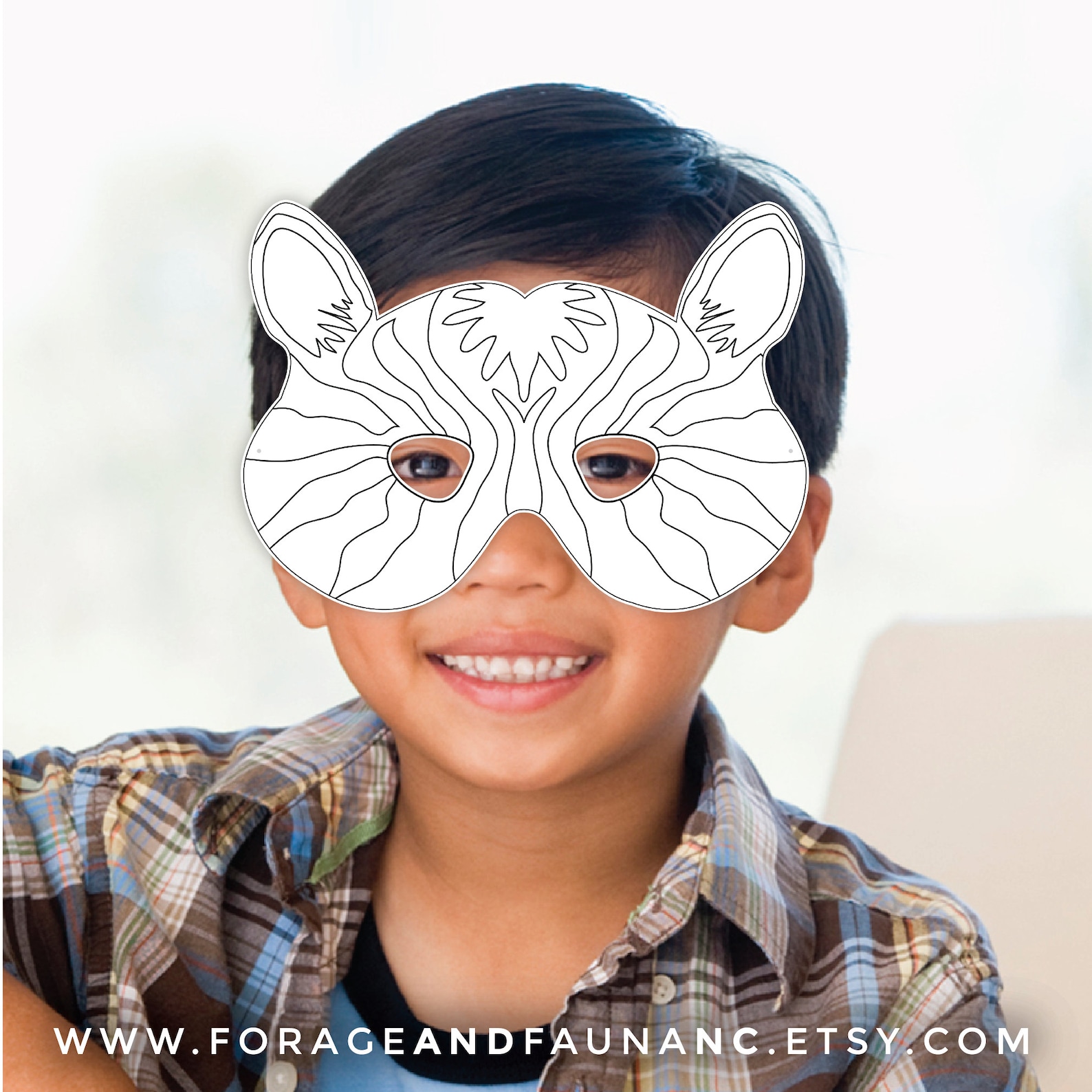 Zebra Mask Printable Coloring Book Page Photo Booth Props Halloween ...
