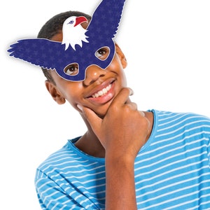 Patriotic 4th of July Red White & Blue Bald Eagle Mask Printable ...
