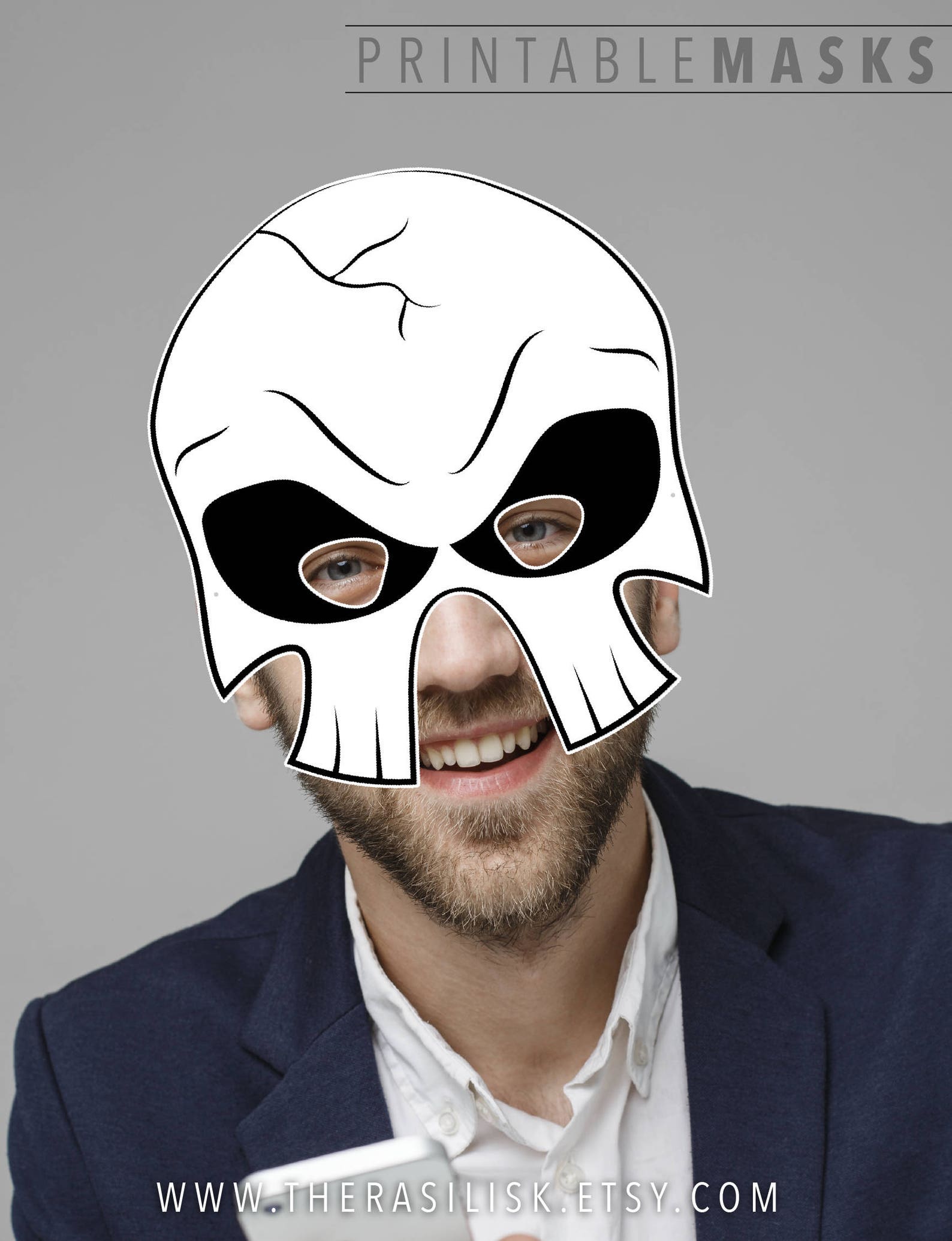 Halloween Mask Printable Masks Scary Skull Skeleton Mask | Etsy