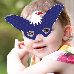 Patriotic 4th of July Red White & Blue Bald Eagle Mask Printable ...