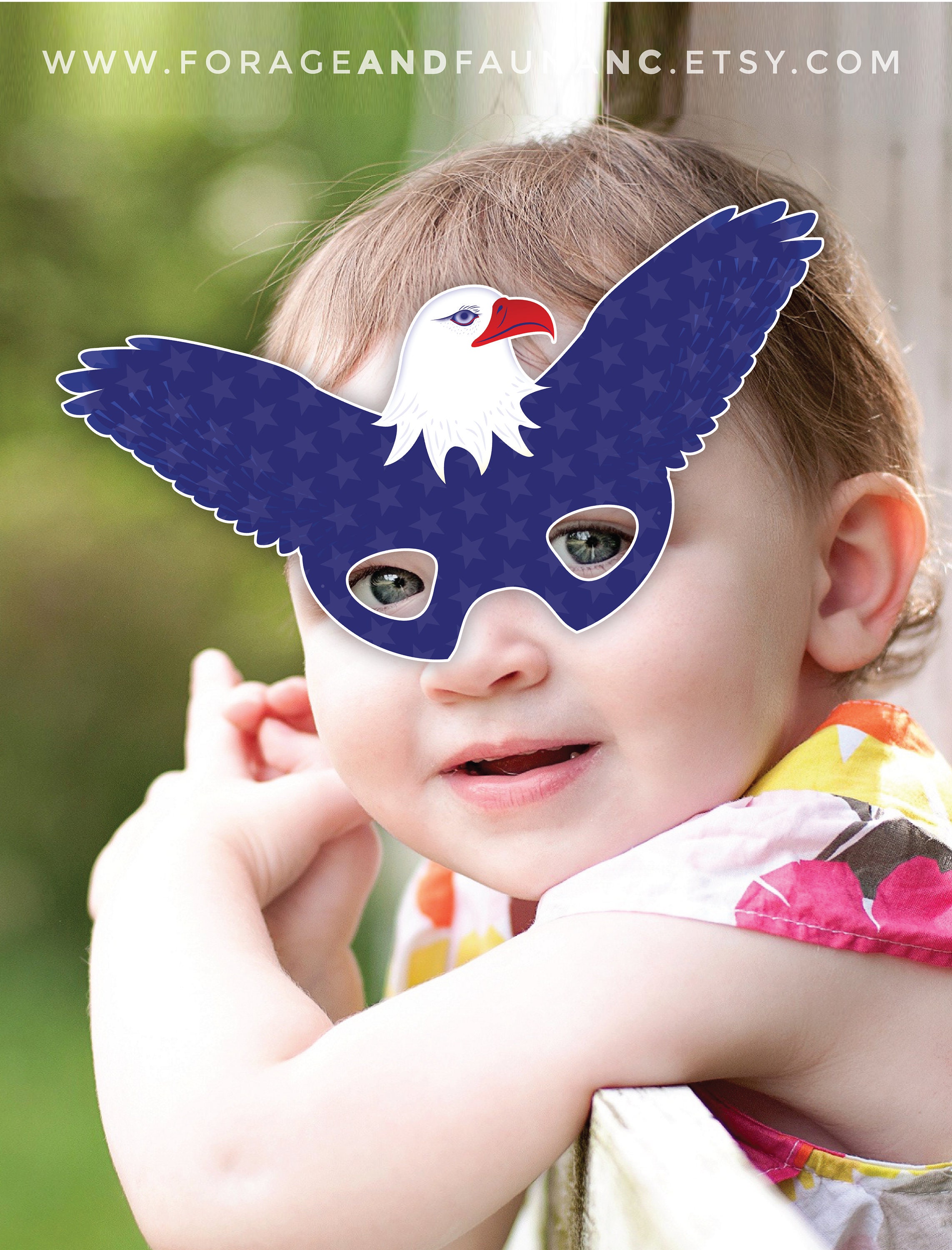 Patriotic 4th of July Red White & Blue Bald Eagle Mask Printable ...