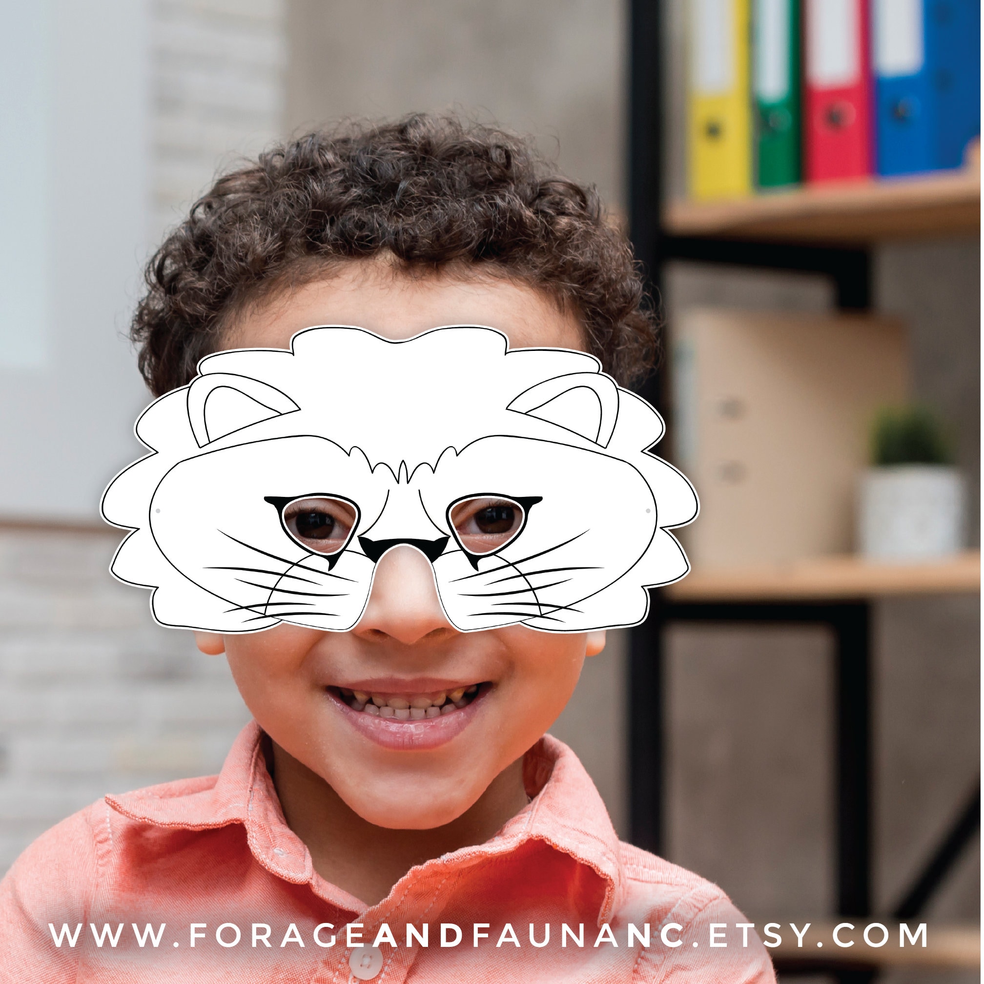 Lion Mask Printable Halloween Mask Coloring Book Page Birthday Party ...