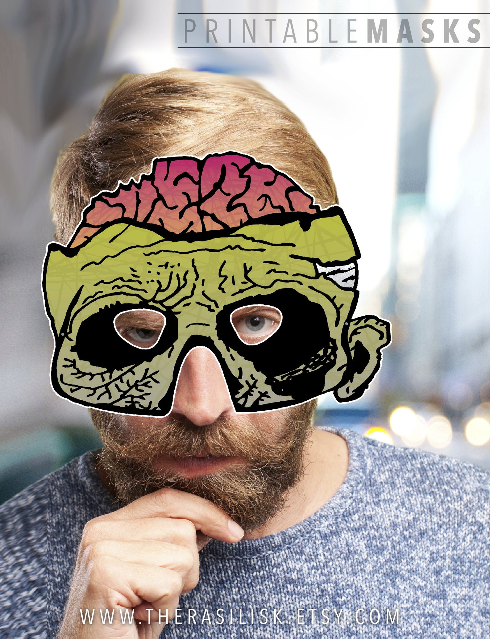 Halloween Mask, Zombie Printable Mask, Walking Corpse, Walker, Ghoul ...