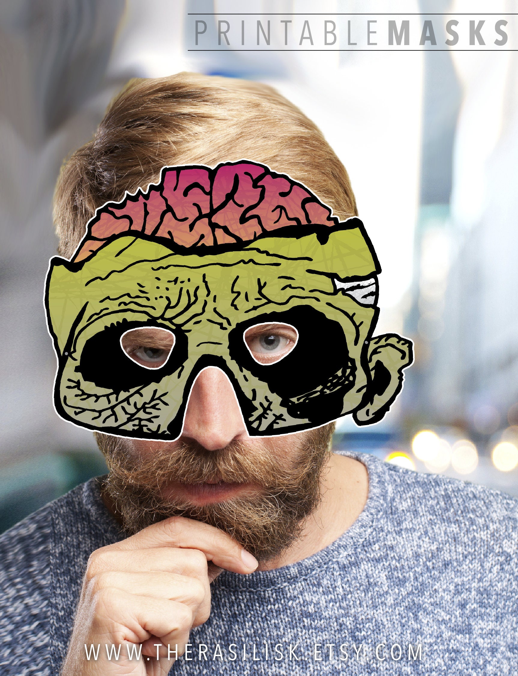 Halloween Mask, Zombie Printable Mask, Walking Corpse, Walker, Ghoul ...