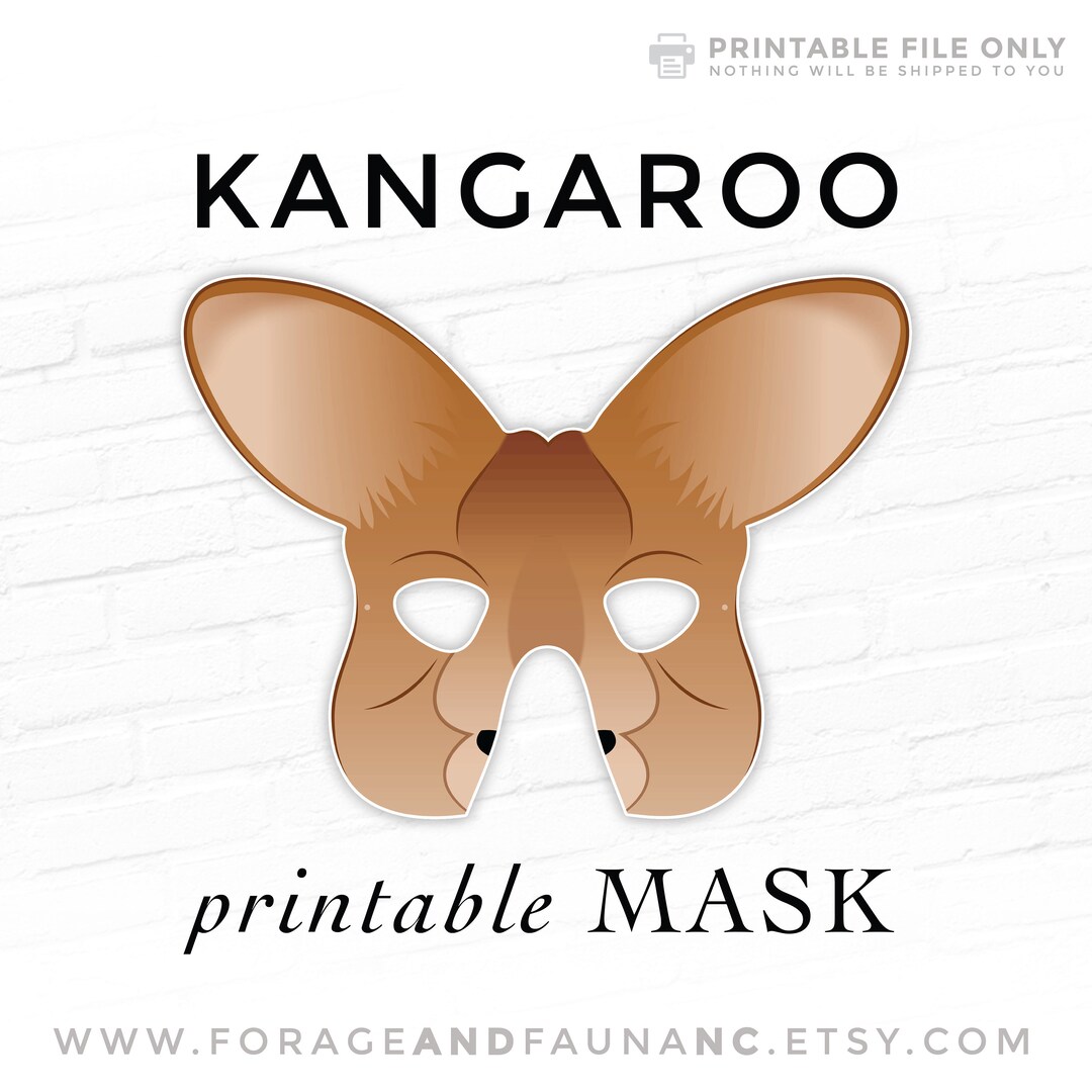 Kangaroo Printable Halloween Party Playtime Mask Kids Animal Costume ...