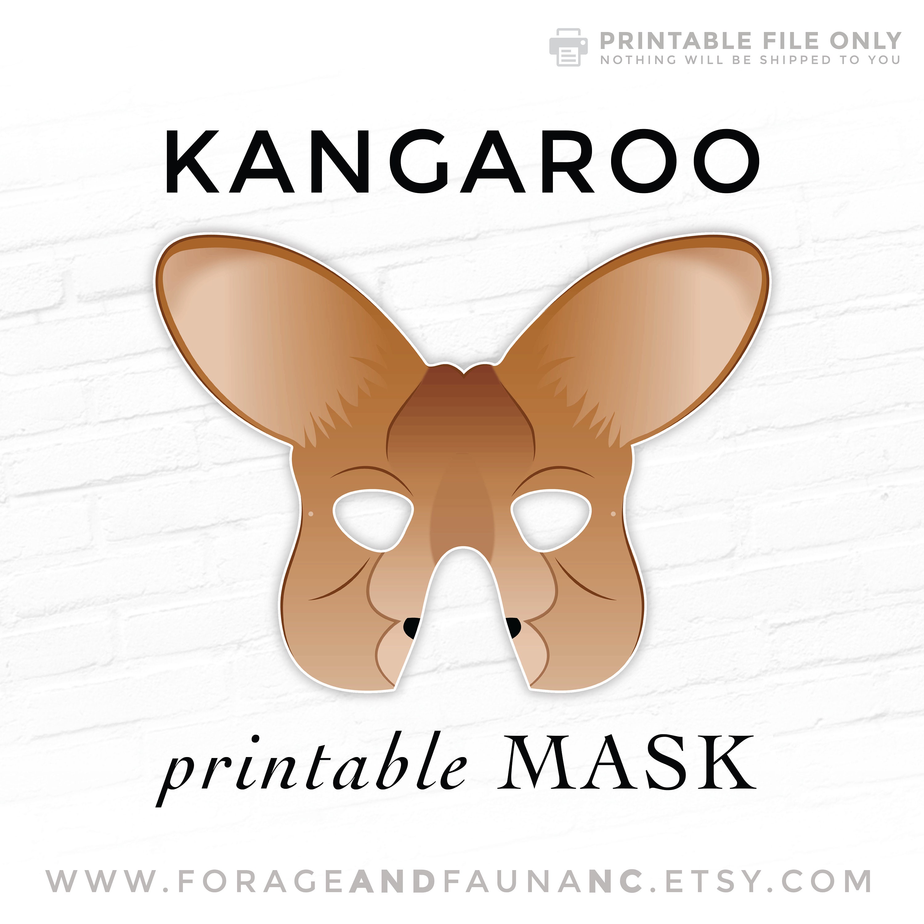 Kangaroo Printable Halloween Party Playtime Mask Kids Animal Costume ...