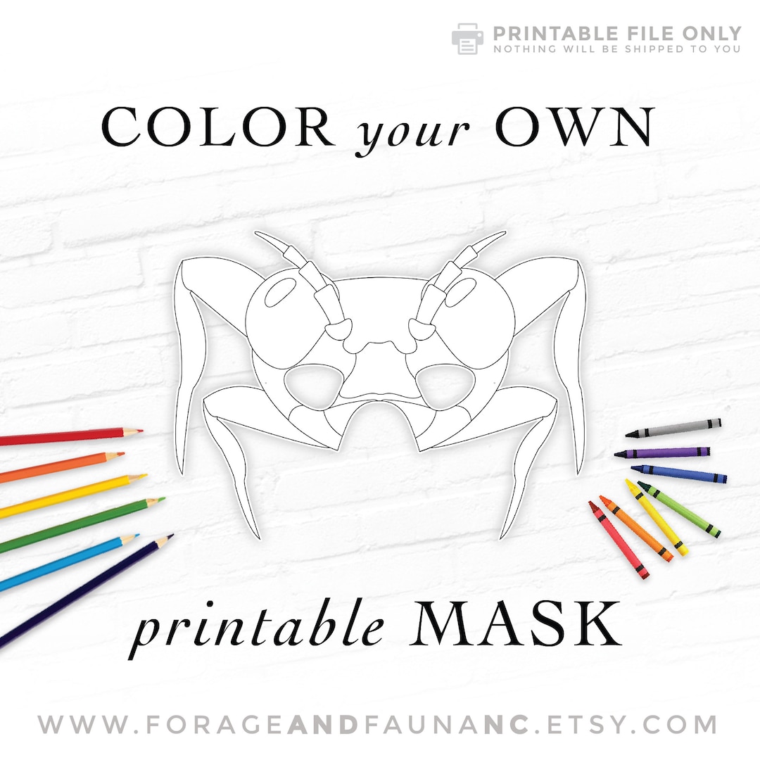 Coloring Book Fun Activity Cricket Mask Printable Insect Bugs Mask ...