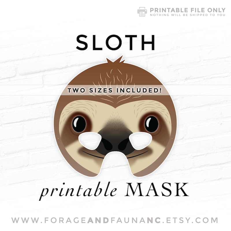 Sloth Mask - Etsy