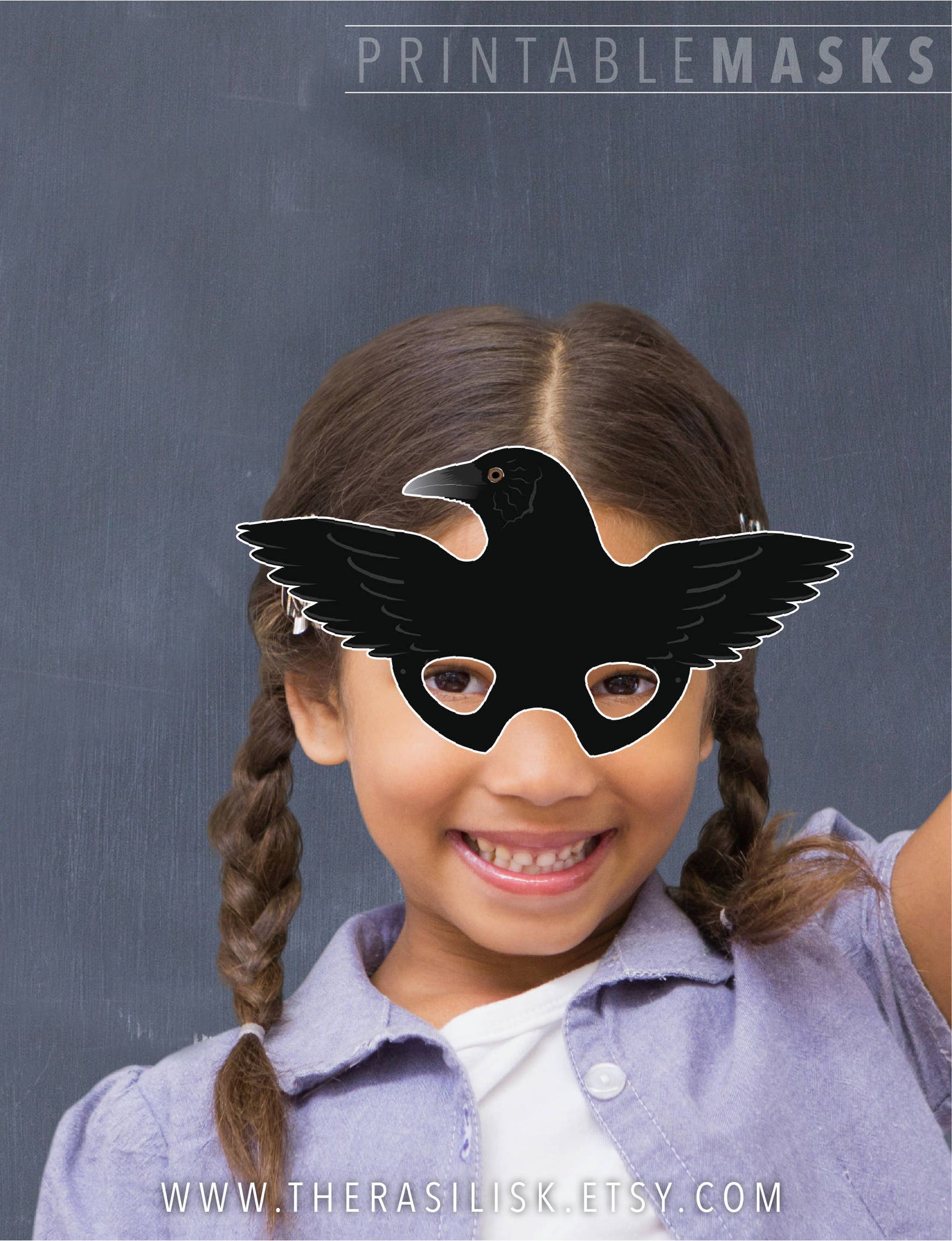 Printable Halloween Mask Crow Mask Raven Mask Black Bird | Etsy