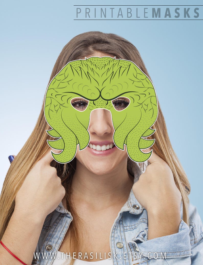 Halloween Mask, Printable Mask, Cthulhu Mask, Cthulu, Tentacle Monster ...