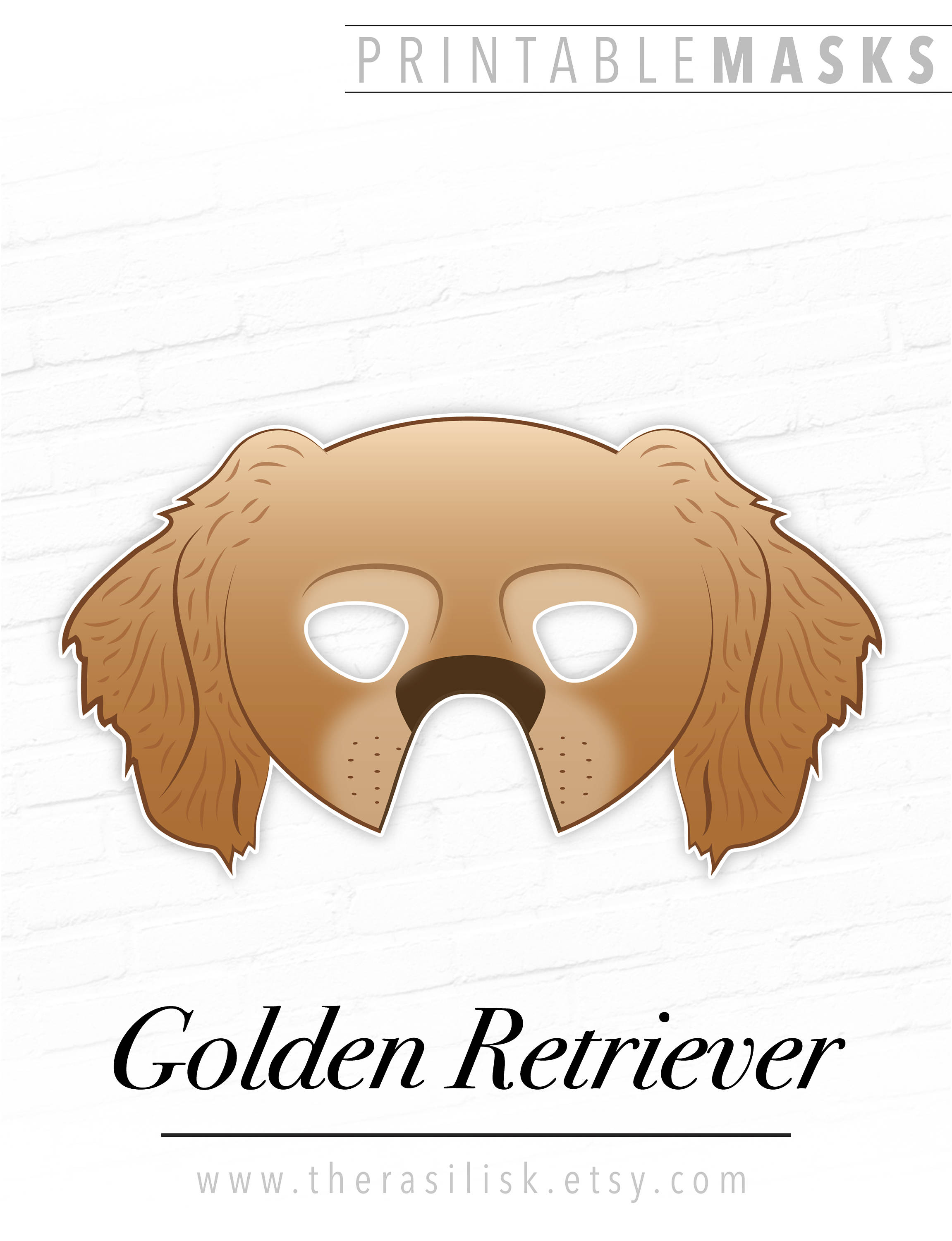 Golden Retriever Printable Dog Mask Cocker Spaniel Mask | Etsy