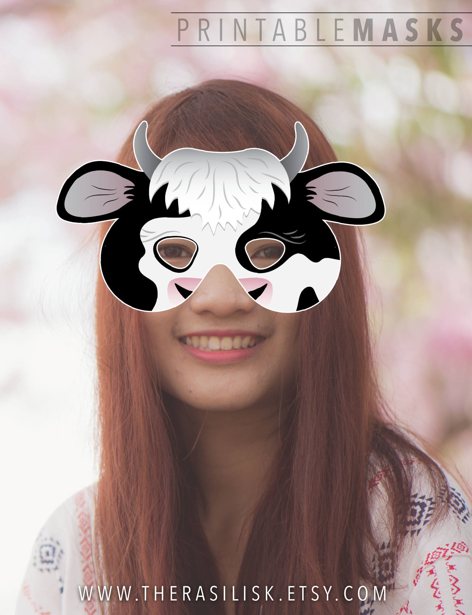 Cow Mask Animal Mask Halloween Mask Printable Mask Farm Animal | Etsy