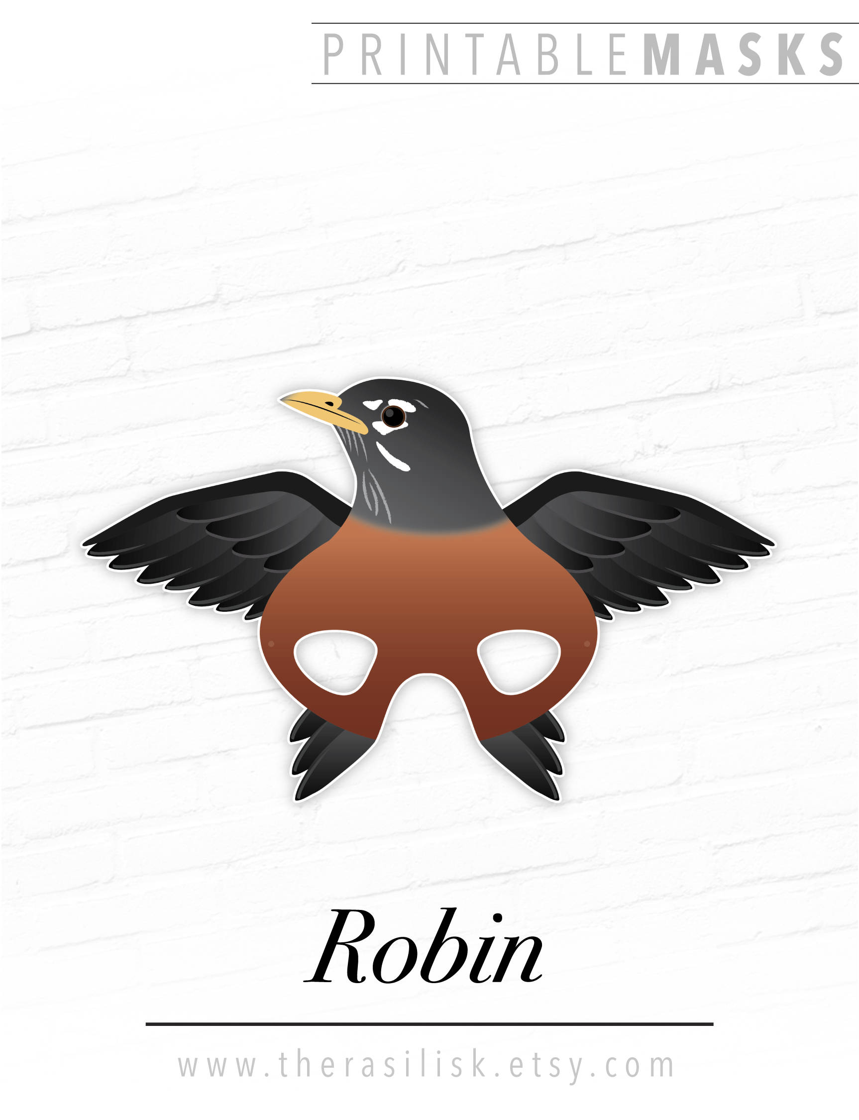 Printable Mask Bird Mask Robin Printable Robin Costume Play | Etsy