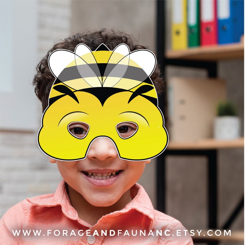 Printable Bumblebee Halloween Mask Photo Booth Prop Printable Bee Mask ...