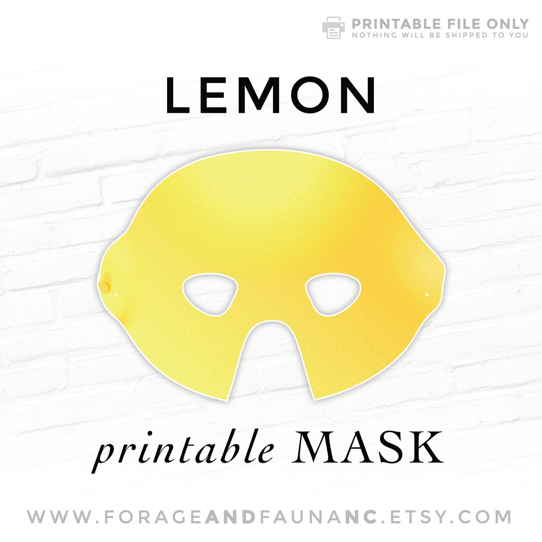 Lemon Printable Party Mask | Citrus Fruit Mask | Inexpensive Play Props ...