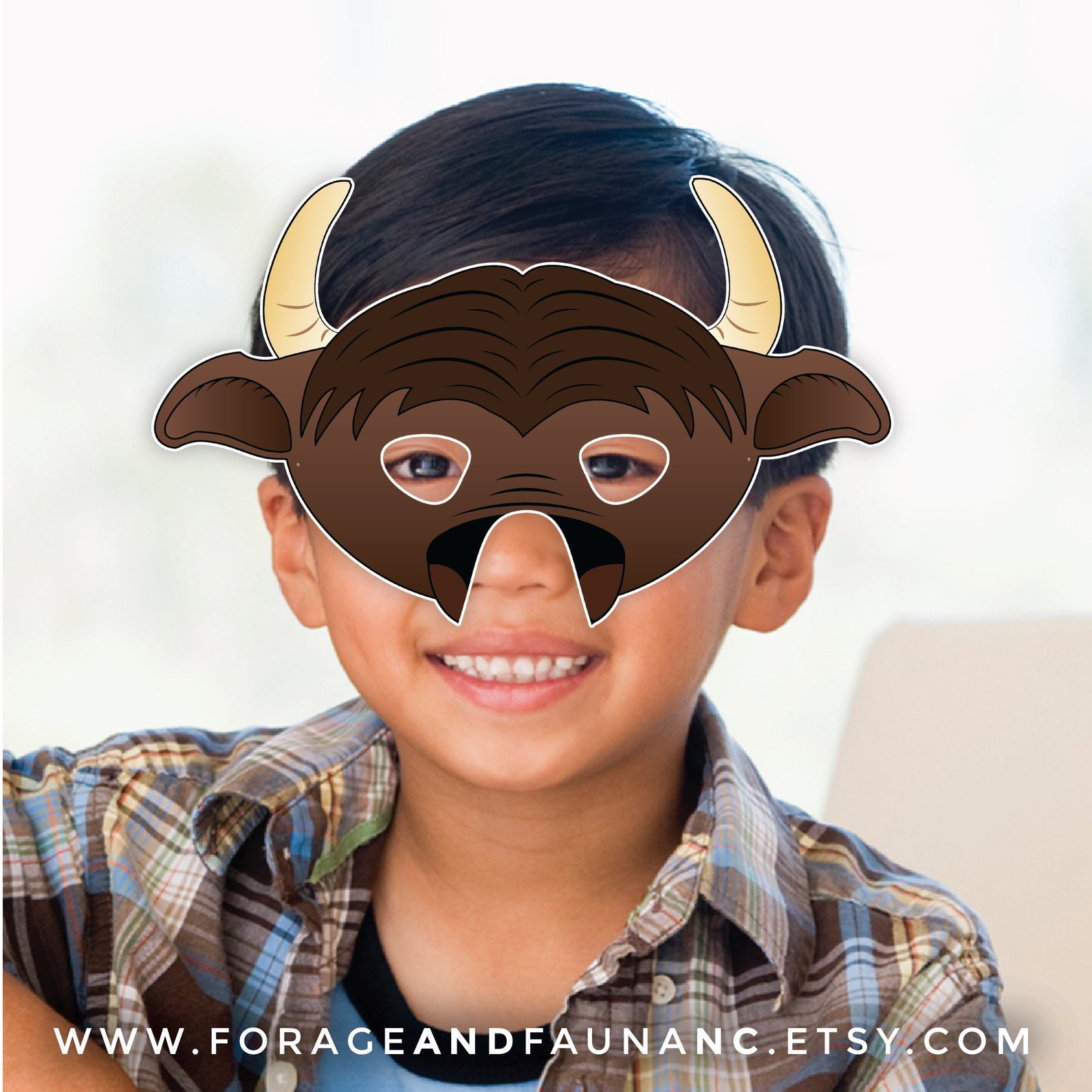 Buffalo Printable Mask Bison Mask Printable Animal Mask Halloween Party ...