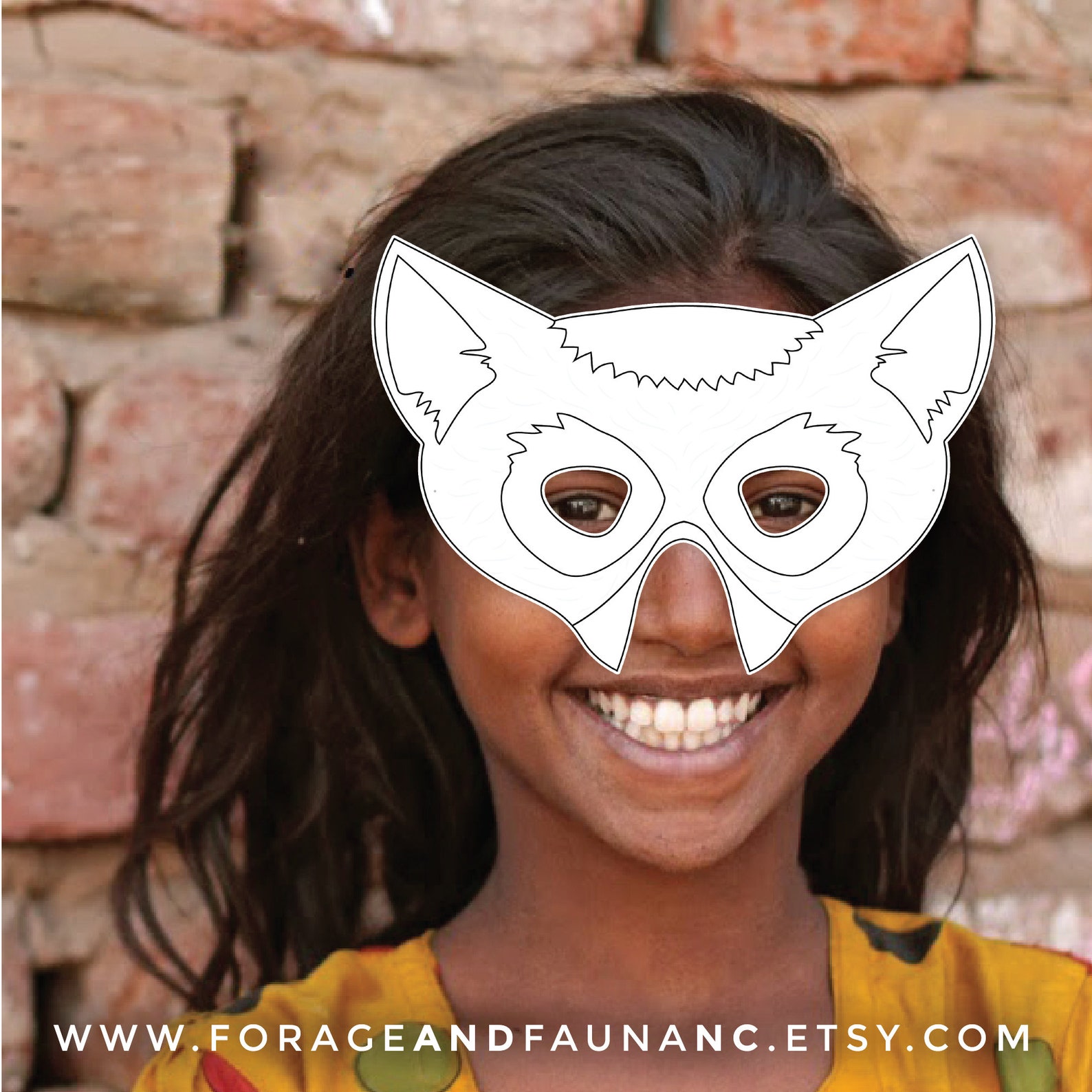 Lemur Mask Printable Coloring Book Page Animal Mask Birthday Party ...