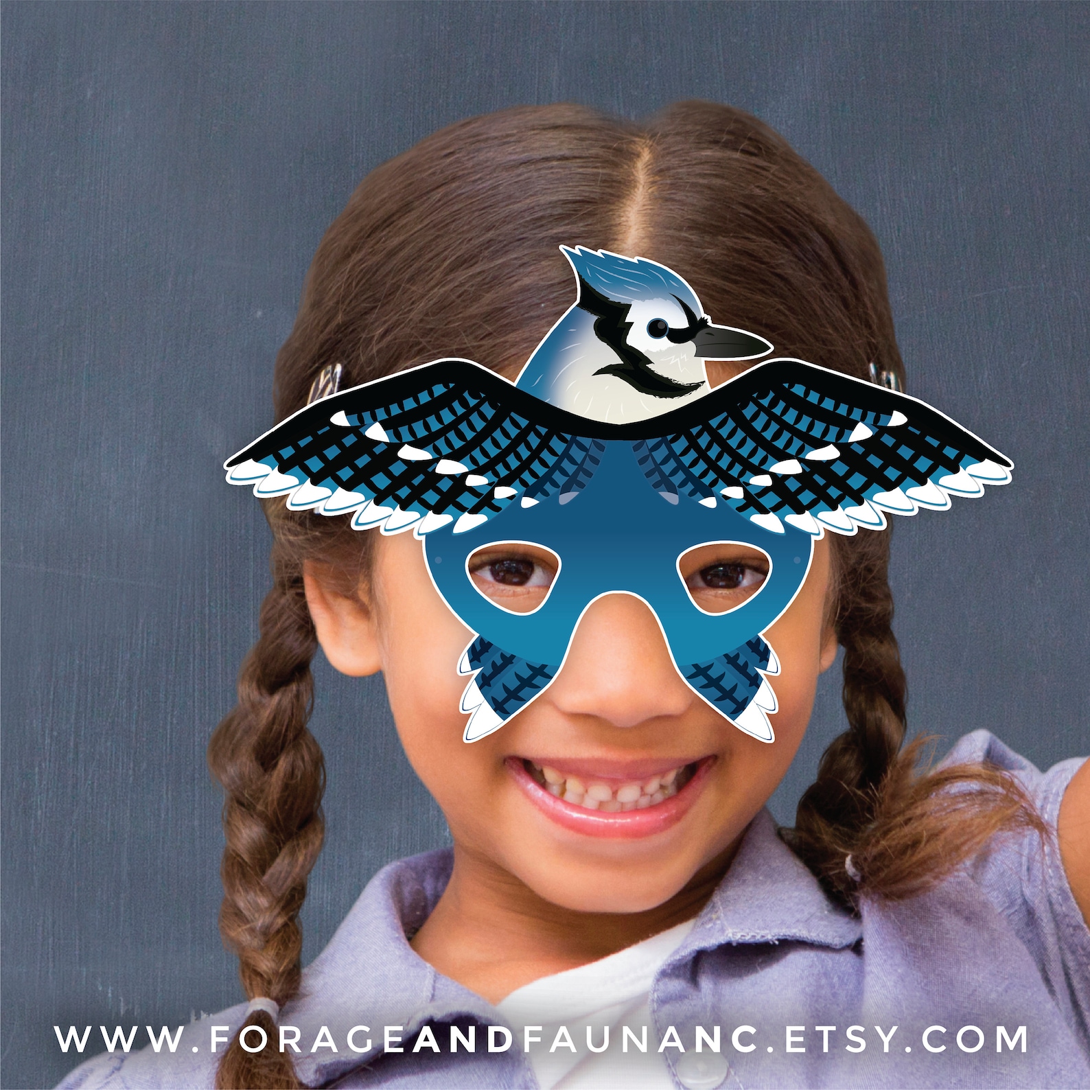 Blue Jay Printable Bird Mask Bluejay Costume Halloween Party Animal ...