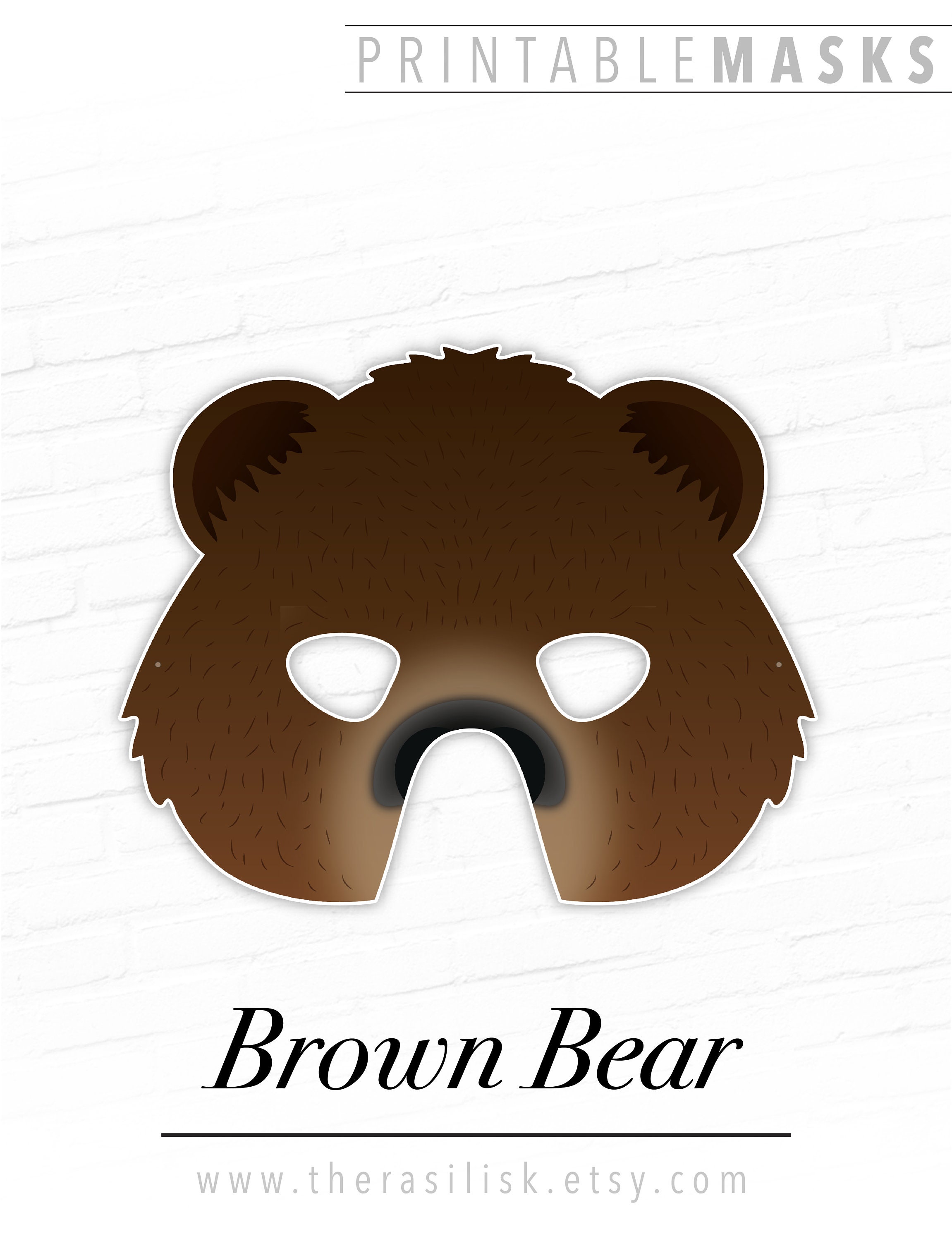Brown Bear Face Template