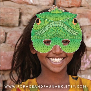 Iguana Lizard Printable Animal Mask Halloween Costume Green Giant ...