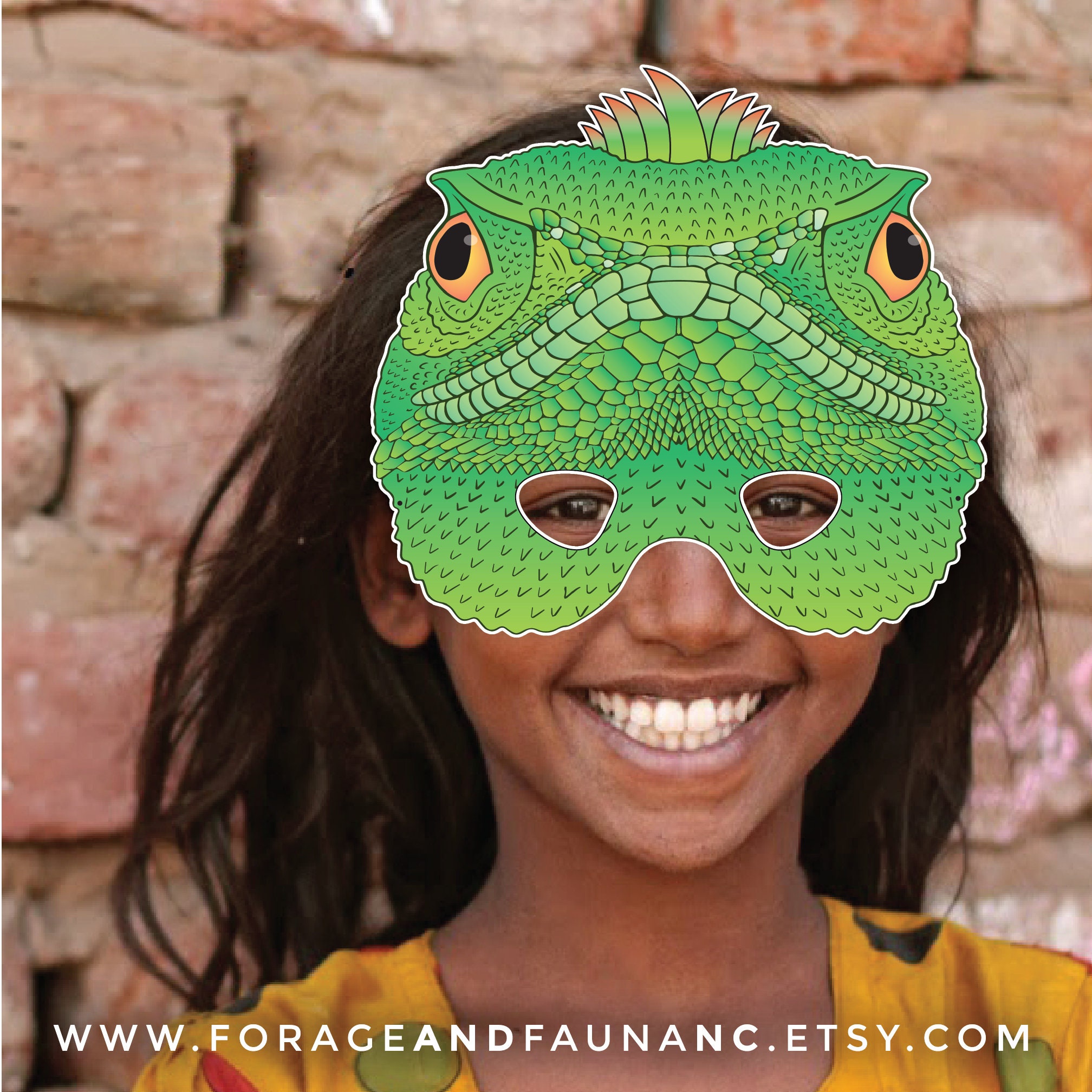 Iguana Lizard Printable Animal Mask Halloween Costume Green Giant ...