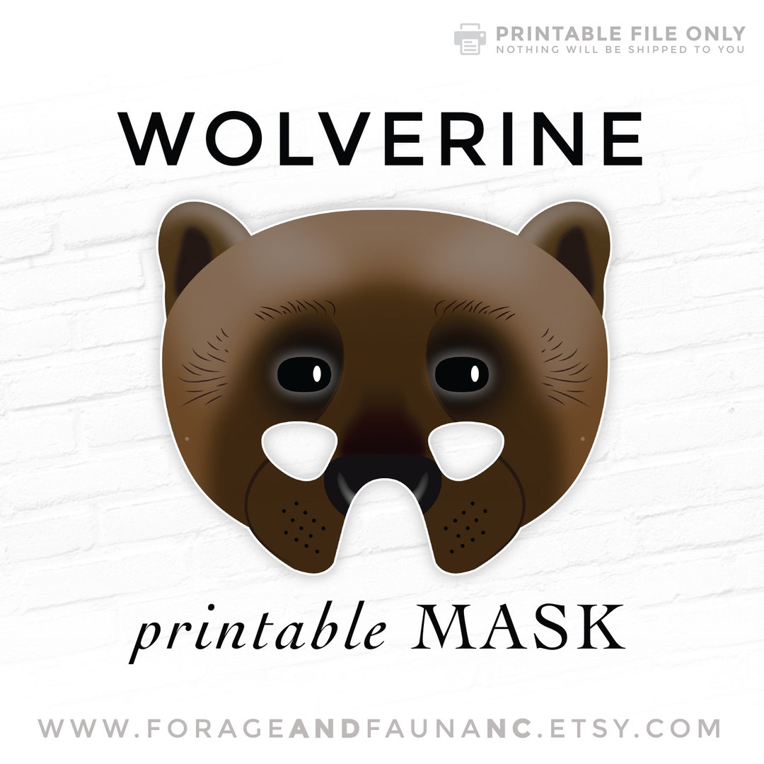 Wolverine Printable Halloween Mask Mustelid Costume Photo Booth Props ...
