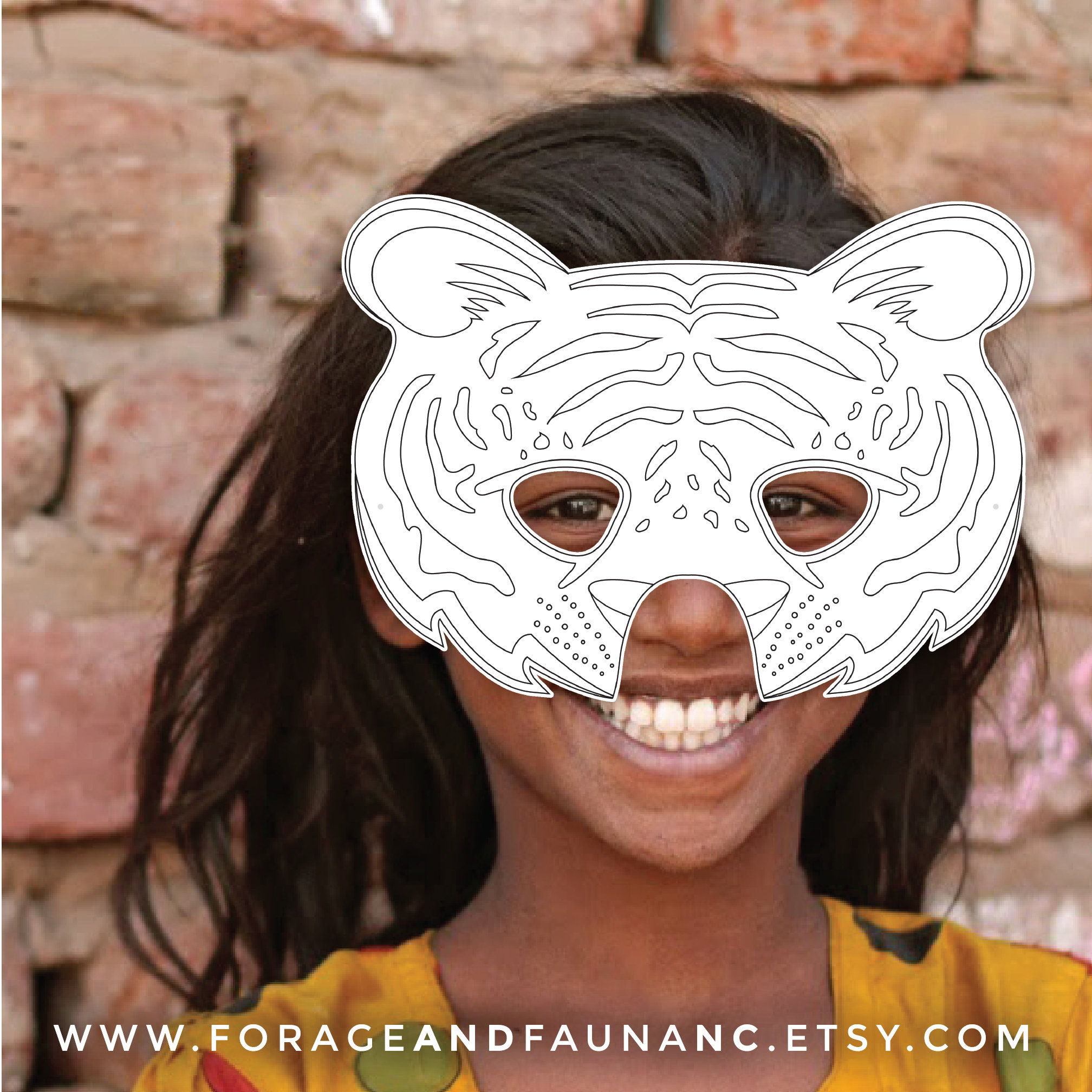 Tiger Coloring Book Activity Printable Mask Bengal Siberian Tigris Wild ...