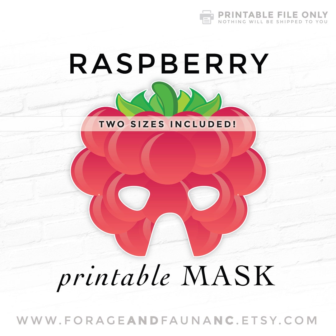 Raspberry Printable Party Mask Halloween Cute Kids Fruit Costume Berry ...