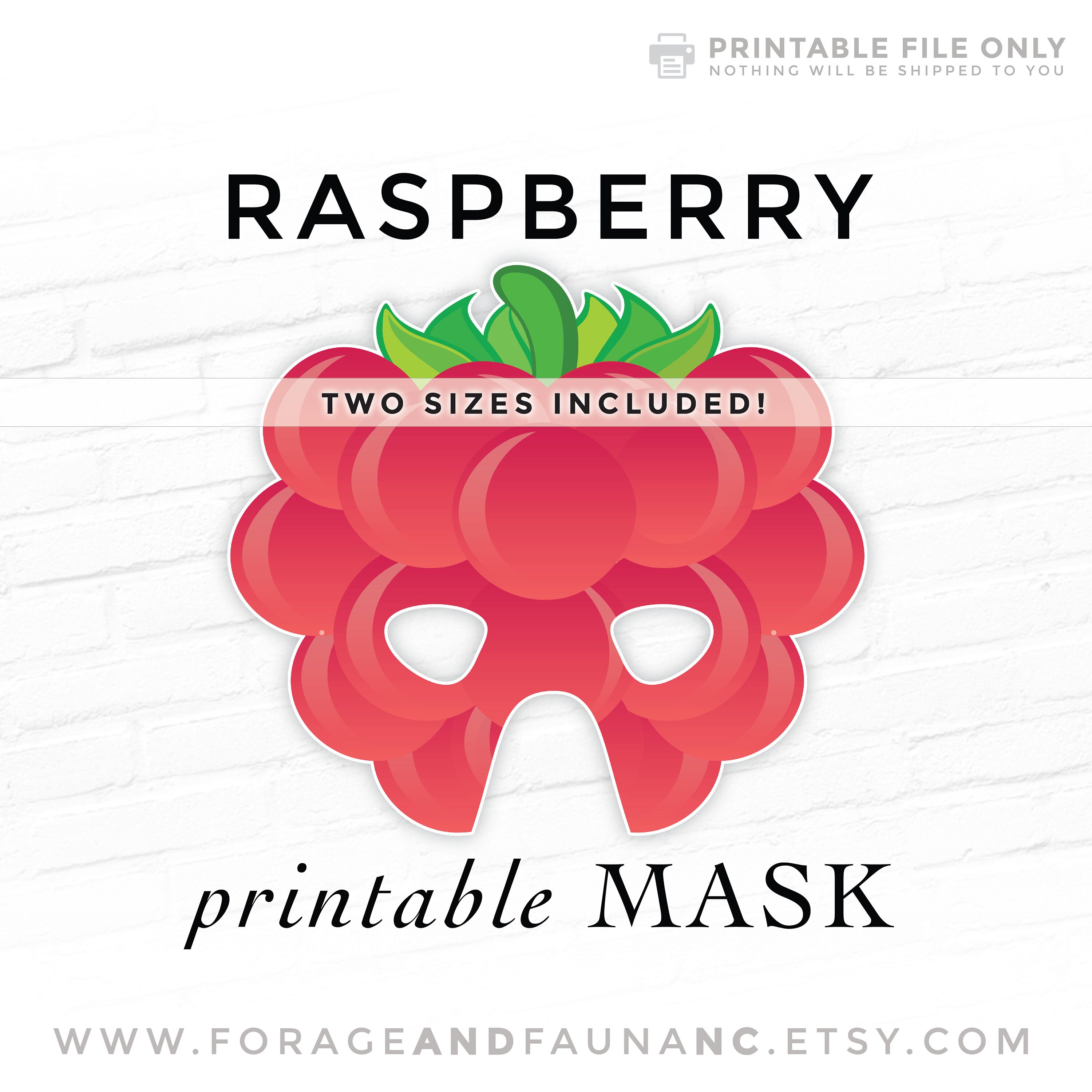 Raspberry Printable Party Mask Halloween Cute Kids Fruit Costume Berry ...