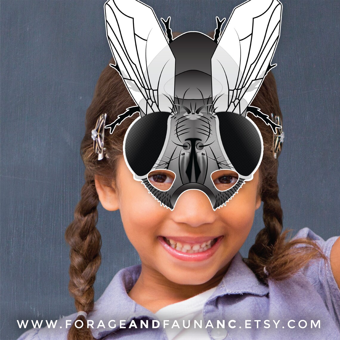 Black Fly Housefly Printable Costume Mask House Fly Horse Fly Printable ...