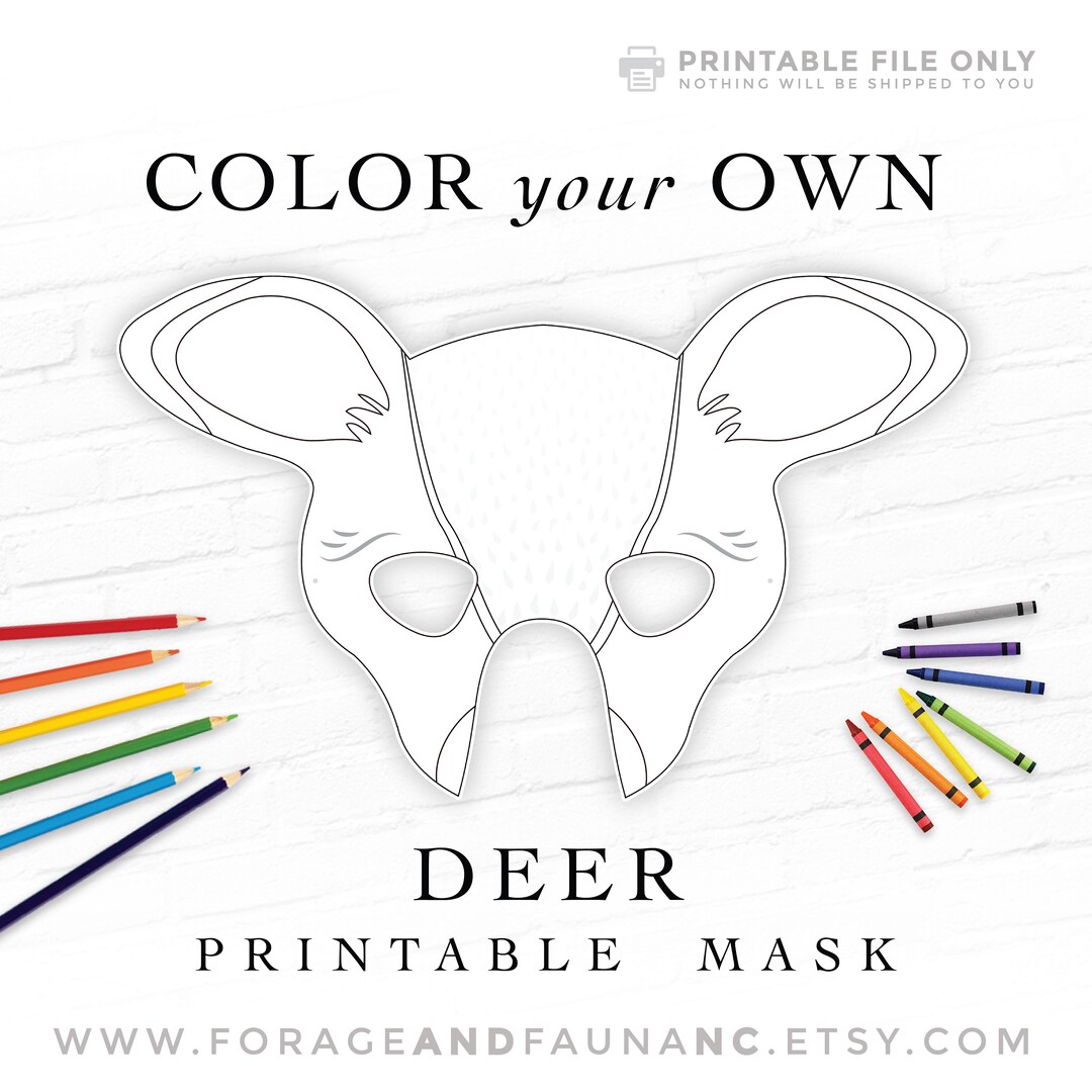 Coloring Mask Fun Doe Deer Mask Woodland Forest Animal Mask Folklore ...