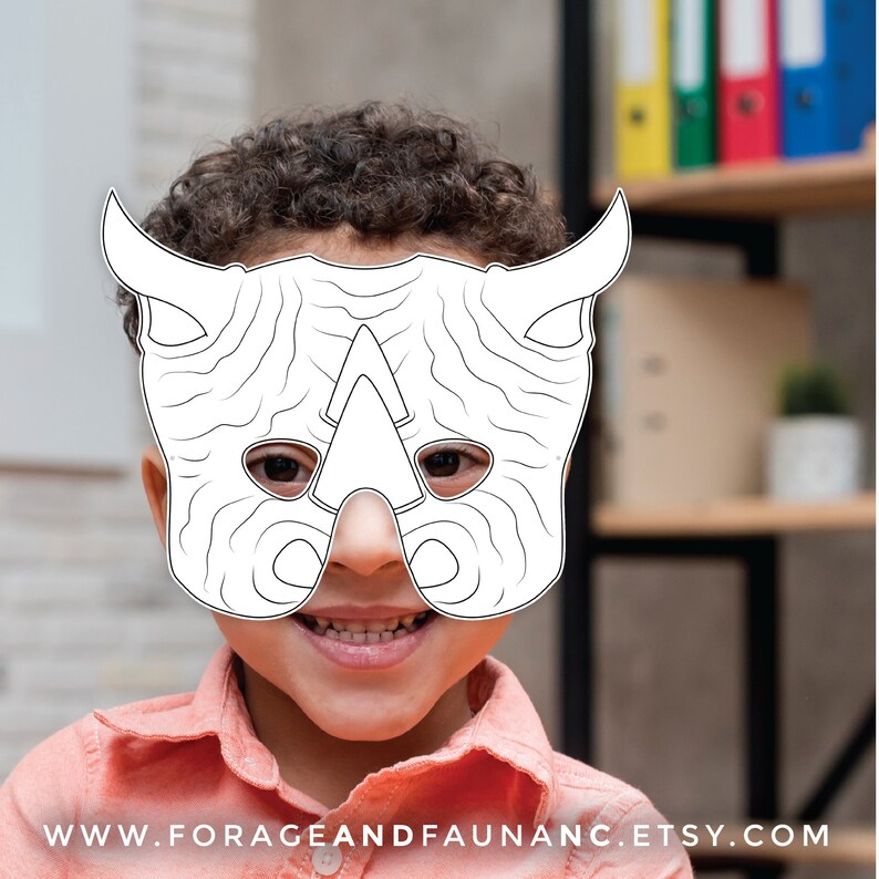 Color Your Own Rhino Mask Rhinoceros Printable Animal Mask - Etsy