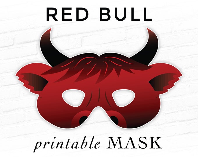 Bull Mask Printable Redbull Costume Farm Animal Mask Red Halloween ...
