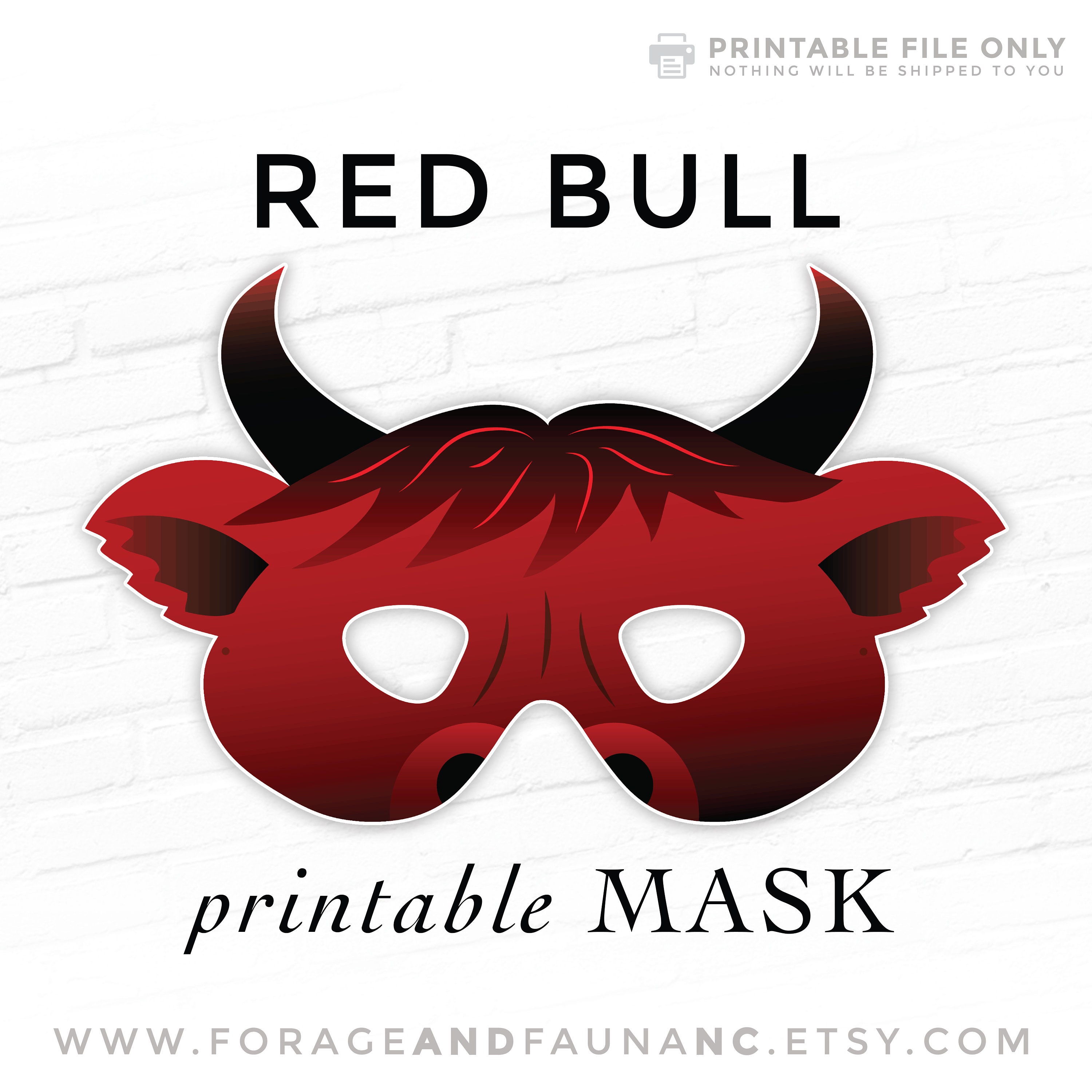Red Bull Ox Cow Halloween Printable Mask Party Animal Costume Cosplay ...