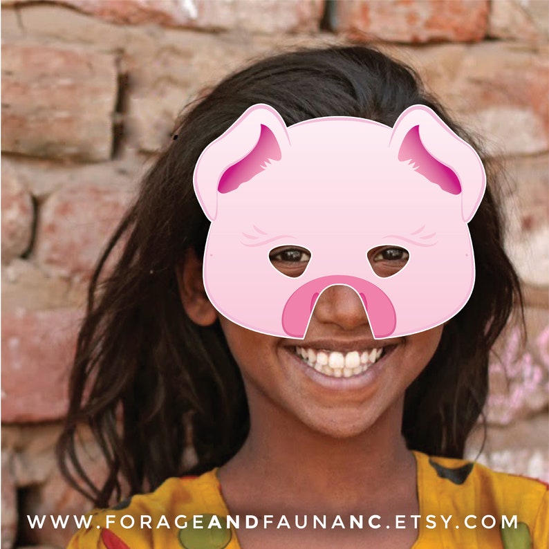 Pink Pig Printable Animal Mask Halloween Party Mask Chinese - Etsy