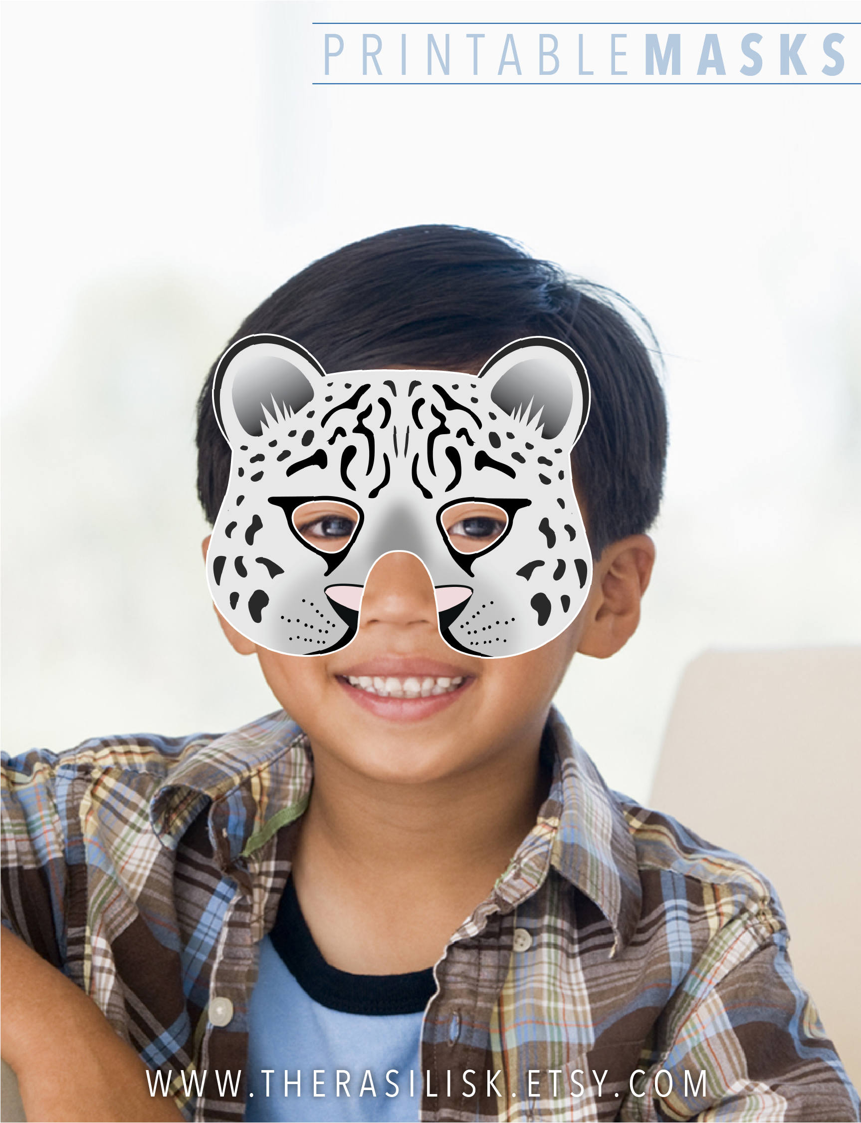 Printable Snow Leopard Mask White Leopard Mask Printable | Etsy