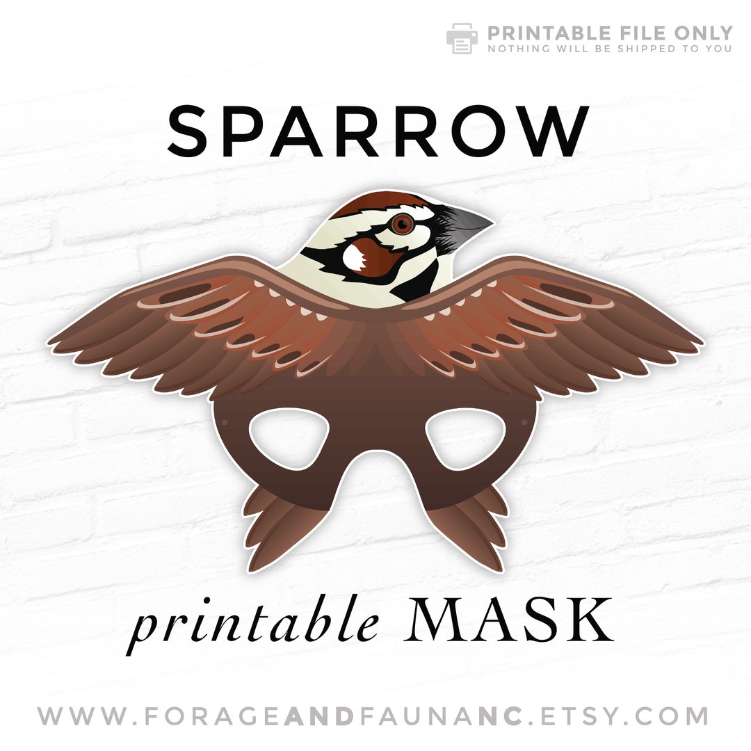 Printable Bird Mask, Sparrow Printable Mask, Animal Masks, Bird Masks ...