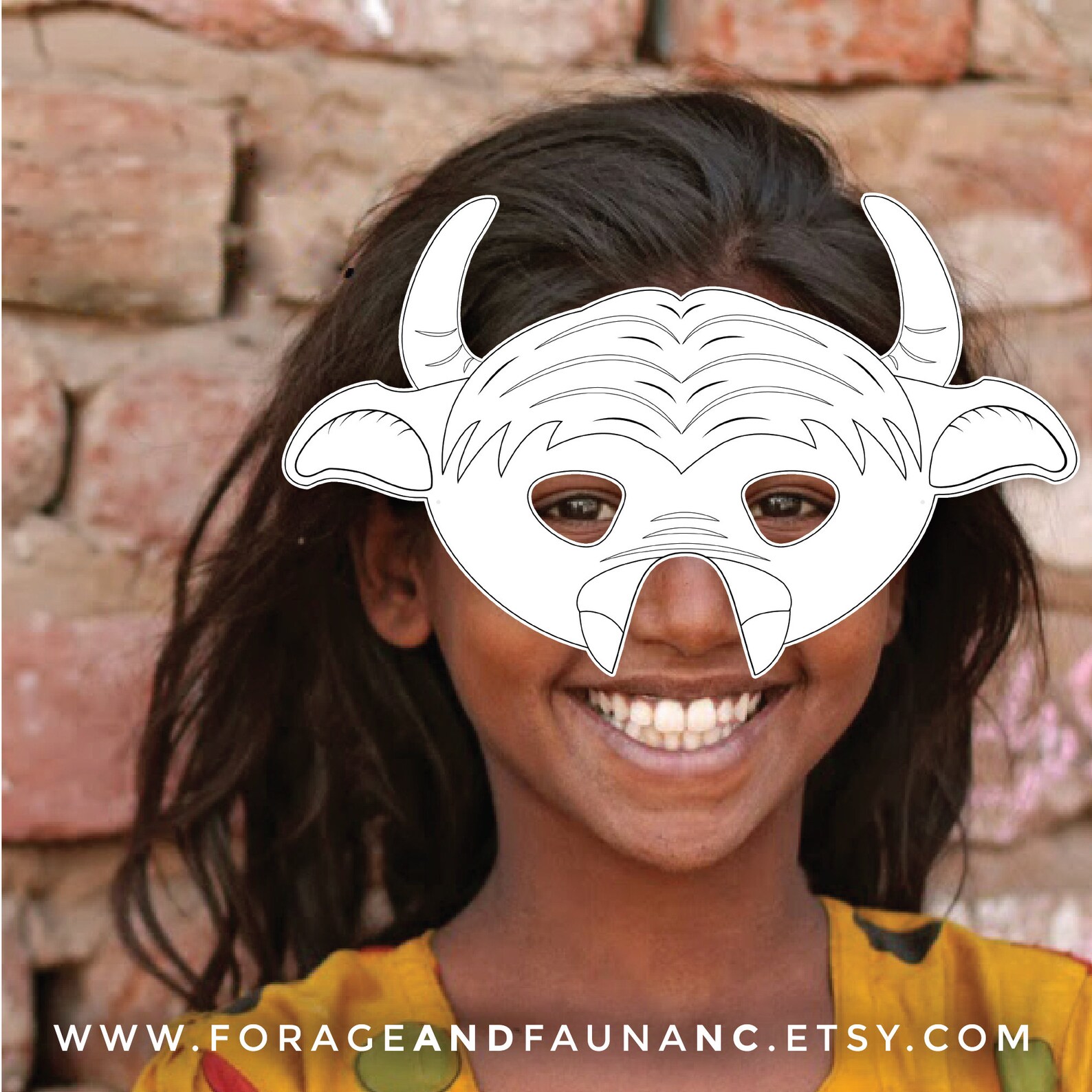 Buffalo Bison Mask Printable Coloring Book Page Animal Mask Birthday ...