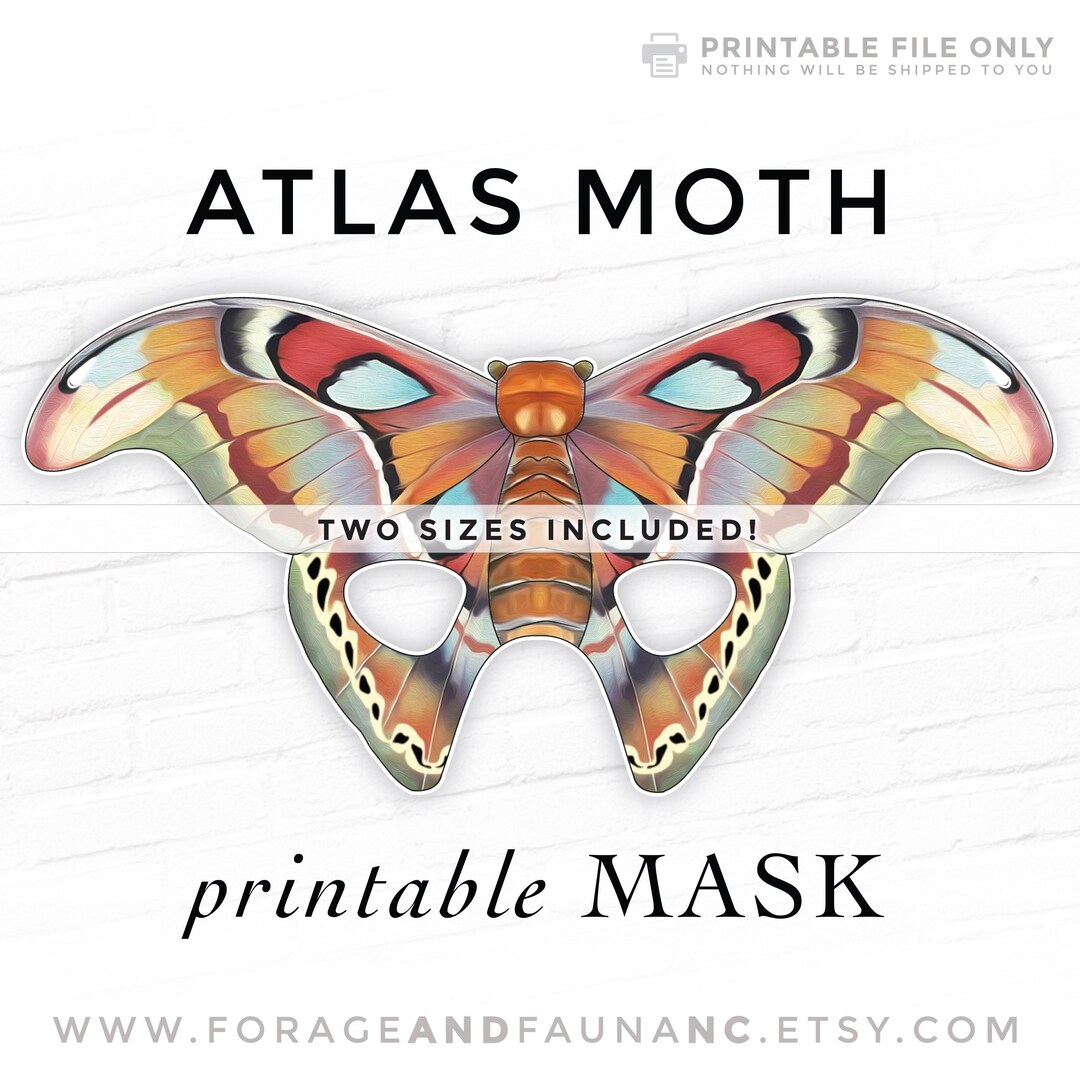 Atlas Moth Printable Costume Mask Insect Bug Halloween Snake Head Moth ...