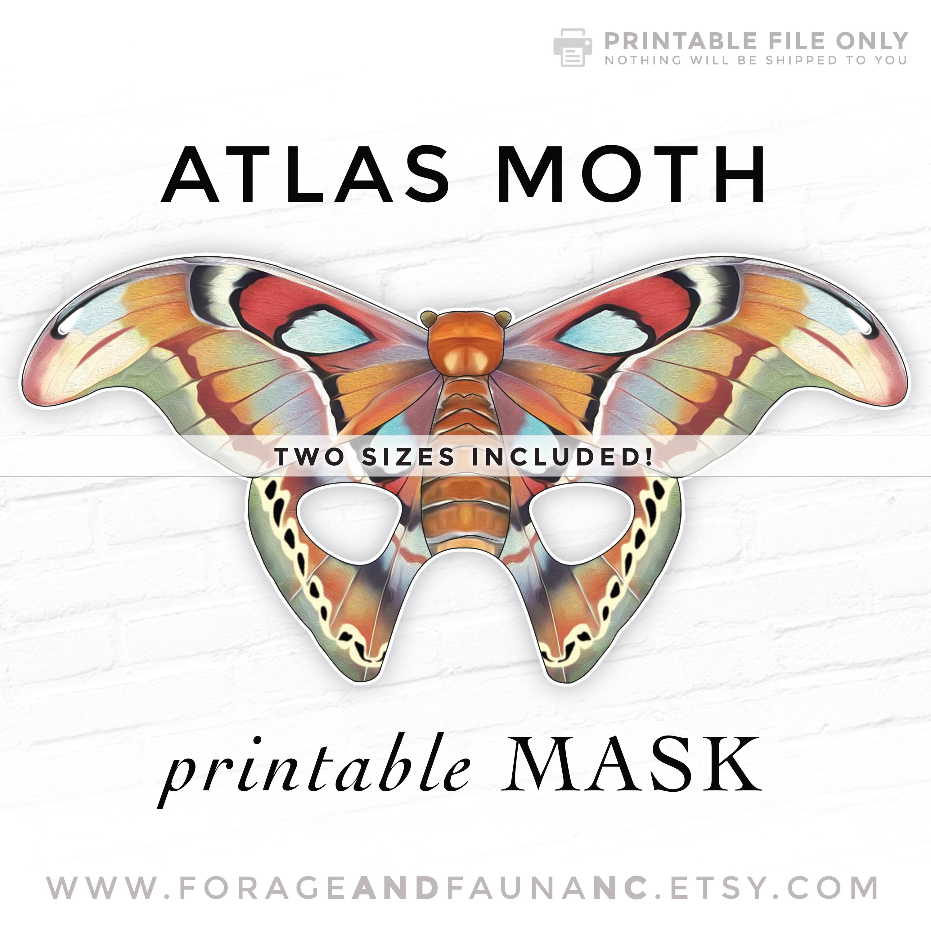 Atlas Moth Printable Costume Mask Insect Bug Halloween Snake Head Moth ...