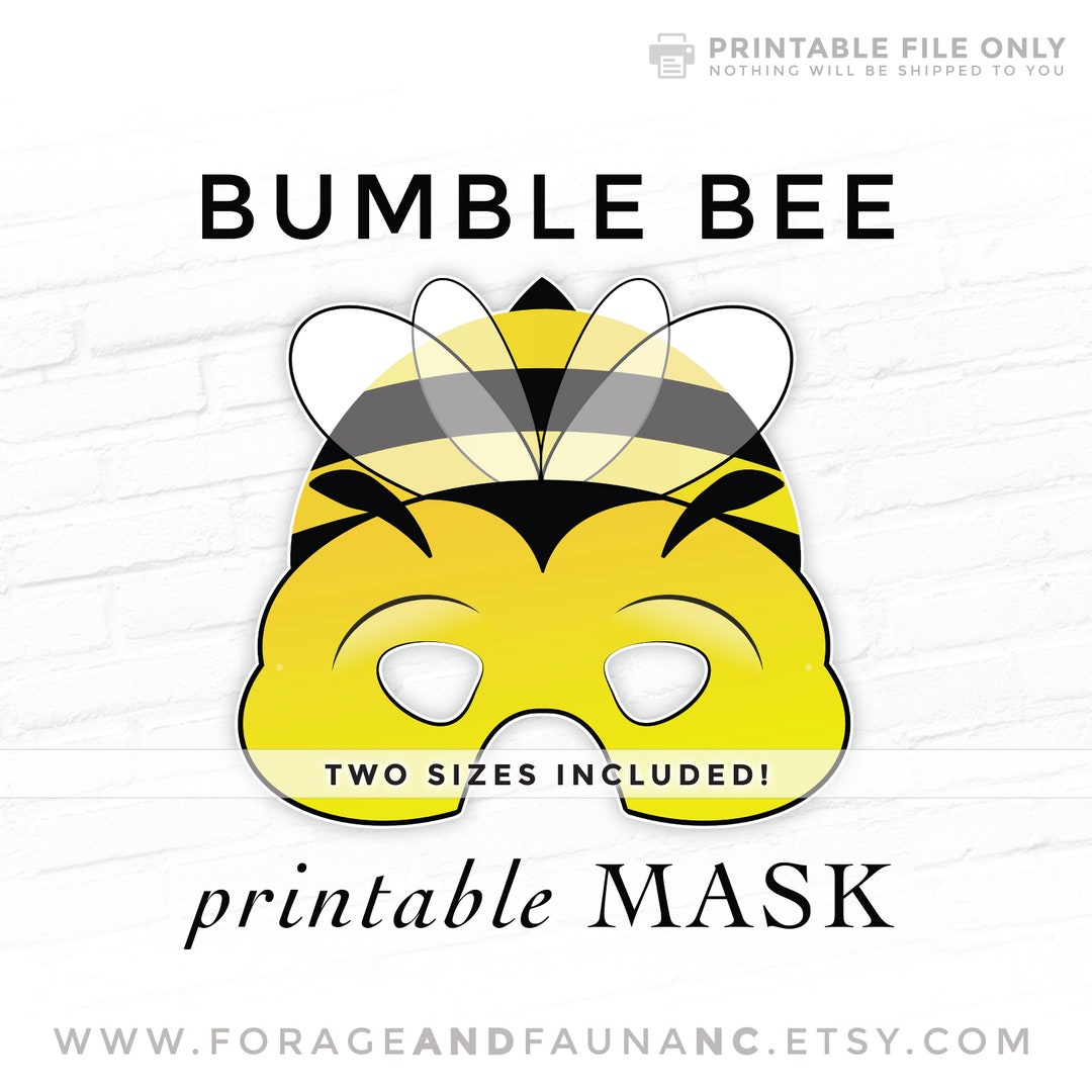 Printable Bumblebee Halloween Mask Photo Booth Prop Bee Costume Bug ...