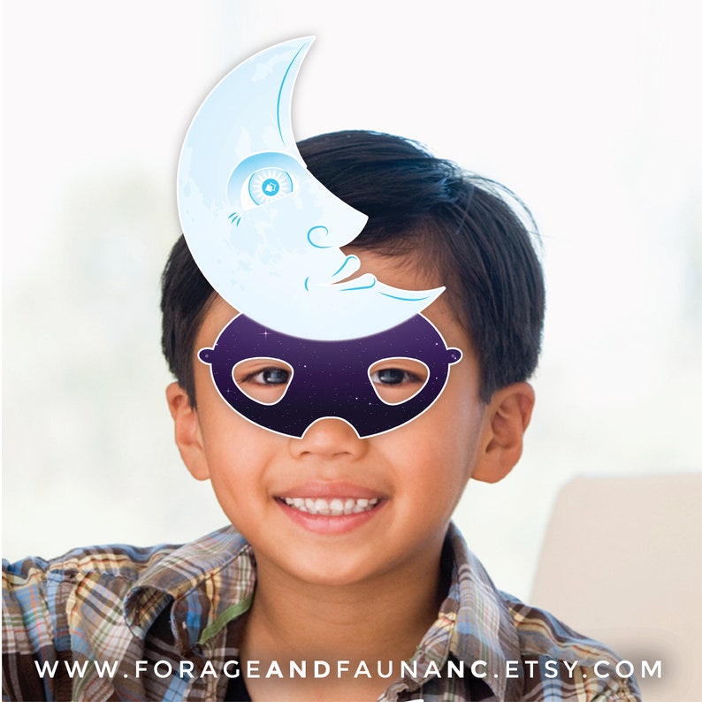 Crescent Moon Printable Halloween Mask Lunar Mask (Download Now) - Etsy