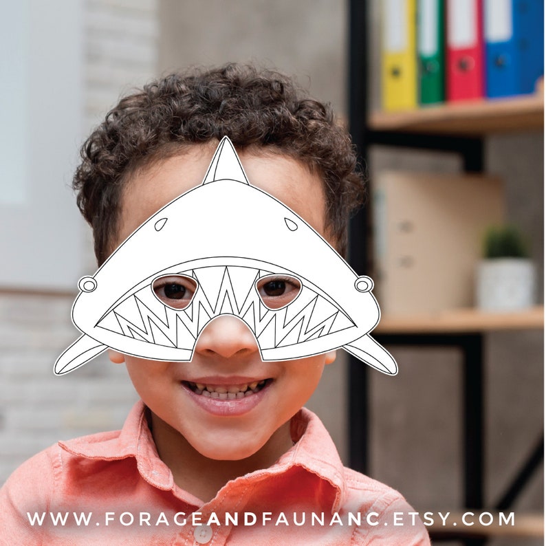 Coloring Book Activity Shark Mask Printable Great White Shark Coloring ...