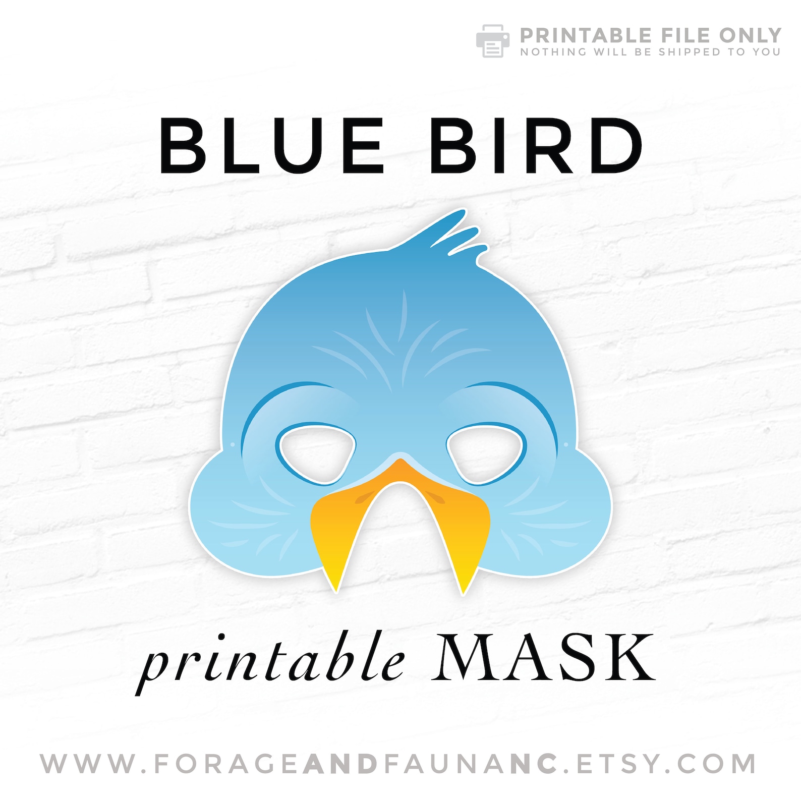 Blue Bird Printable Mask Mountain Bluebird Costume Printable Mask ...