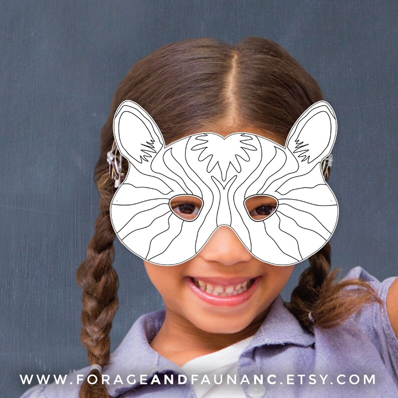 Zebra Mask Printable Coloring Book Page Photo Booth Props Halloween ...